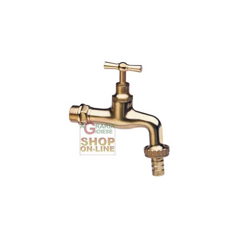 SHINY BRASS TAP WITH 1/2 INCH HOSE HOLDER
