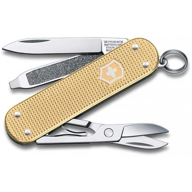 VICTORINOX MULTIPURPOSE CLASSIC MM. 58 ALOX CHAMPAGNE GOLD LIMIT CHEEKS ...