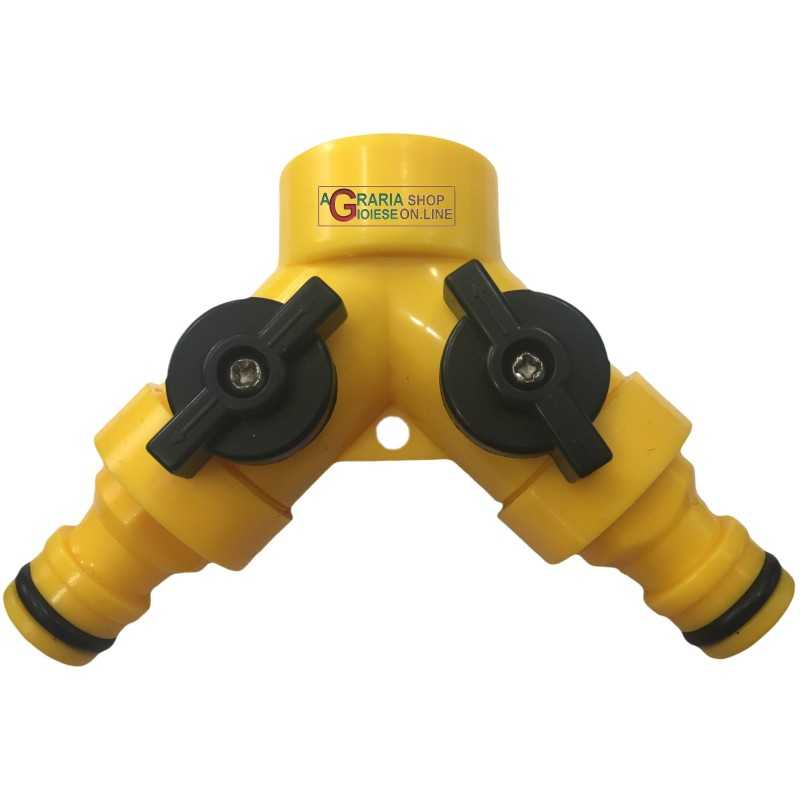 DOUBLE OUTLET TAP SOCKET WITH VALVES AND QUICK COUPLINGS