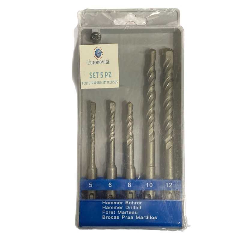 SET 5 PZ PUNTE TRAPANO PER CEMENTO ATTACCO SDS